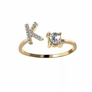 Jewelry | New Crystal Letter K Gold Tone Open Finger Ring | Poshmark